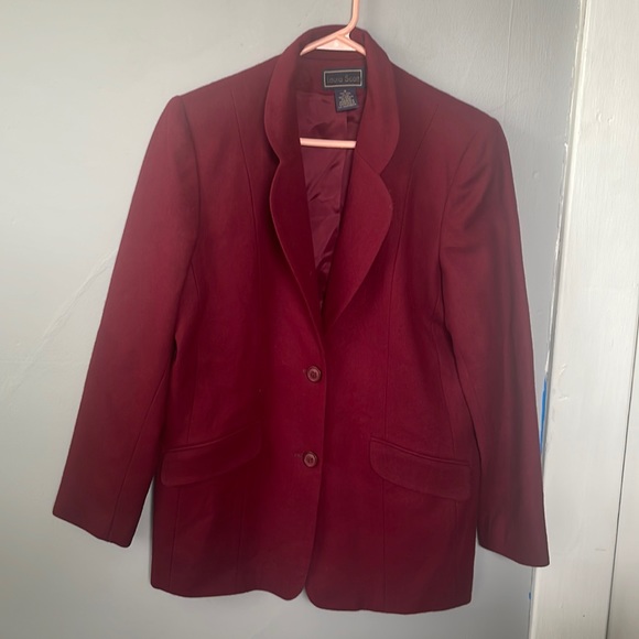 Laura Scott | Jackets & Coats | Laura Scott Size 2 Burgundy Wool Double ...